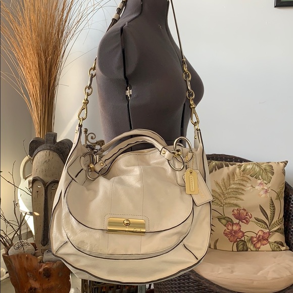 Coach | Bags | Coach Designer Cream Leather Handbag | Poshmark